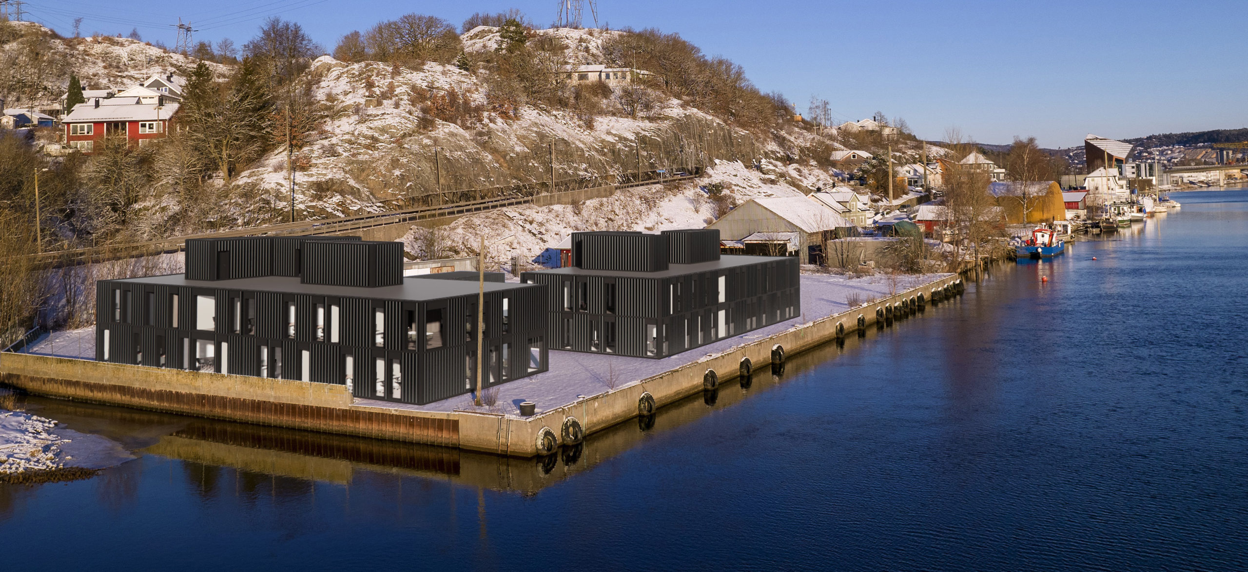 Point arkitektur, interiørarkitektur & konseptdesign - Næringsbygg med kai i Porsgrunn